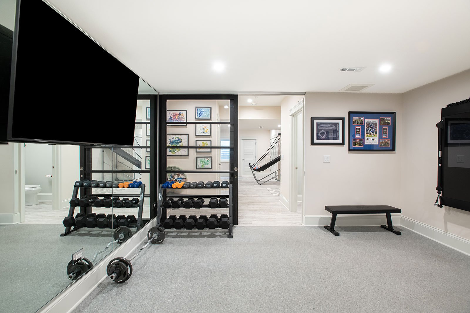 Glenview IL Basement Renovation | Home Gym, Music Room & Entertainment ...